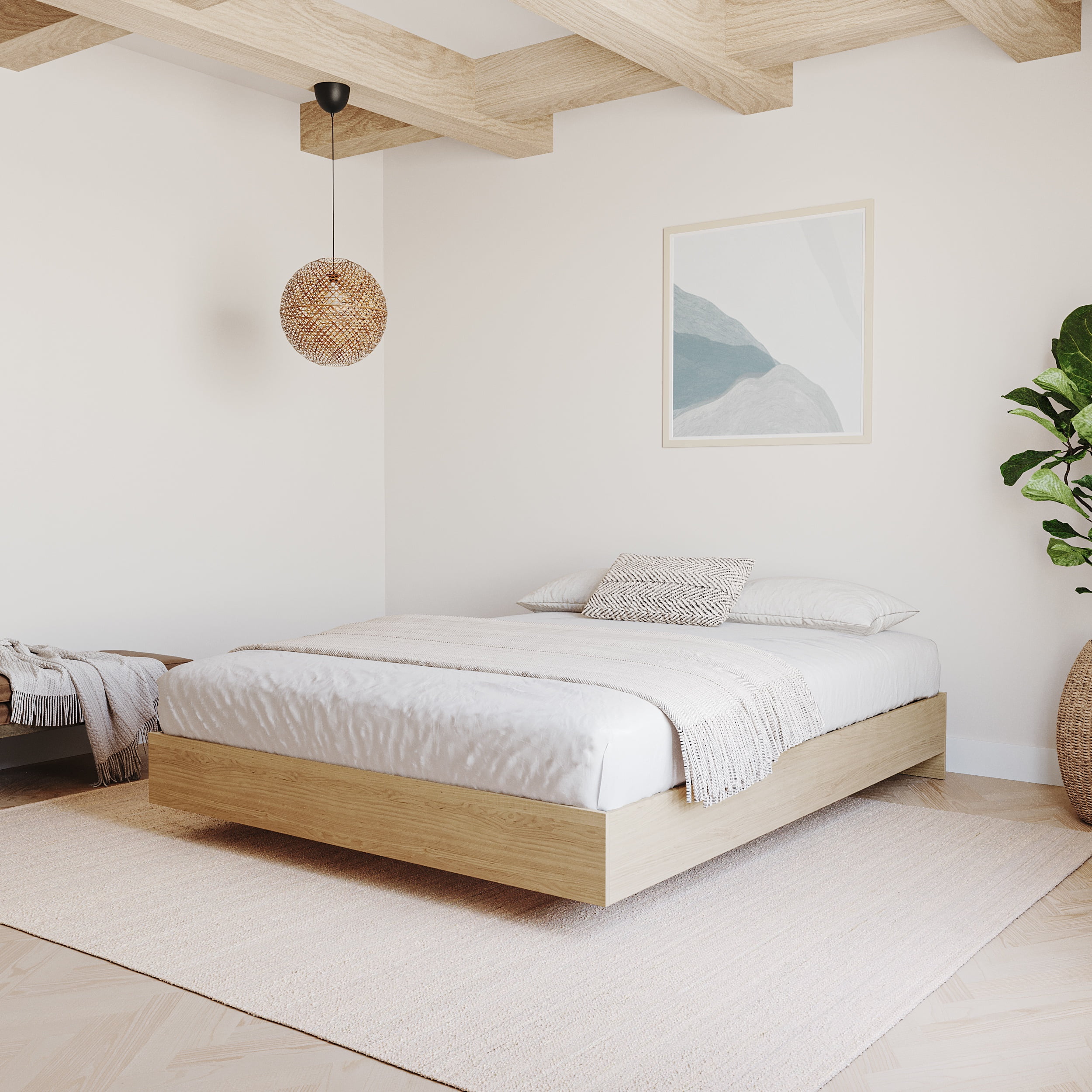 Nexera Kabane Platform Bed Natural Maple Queen