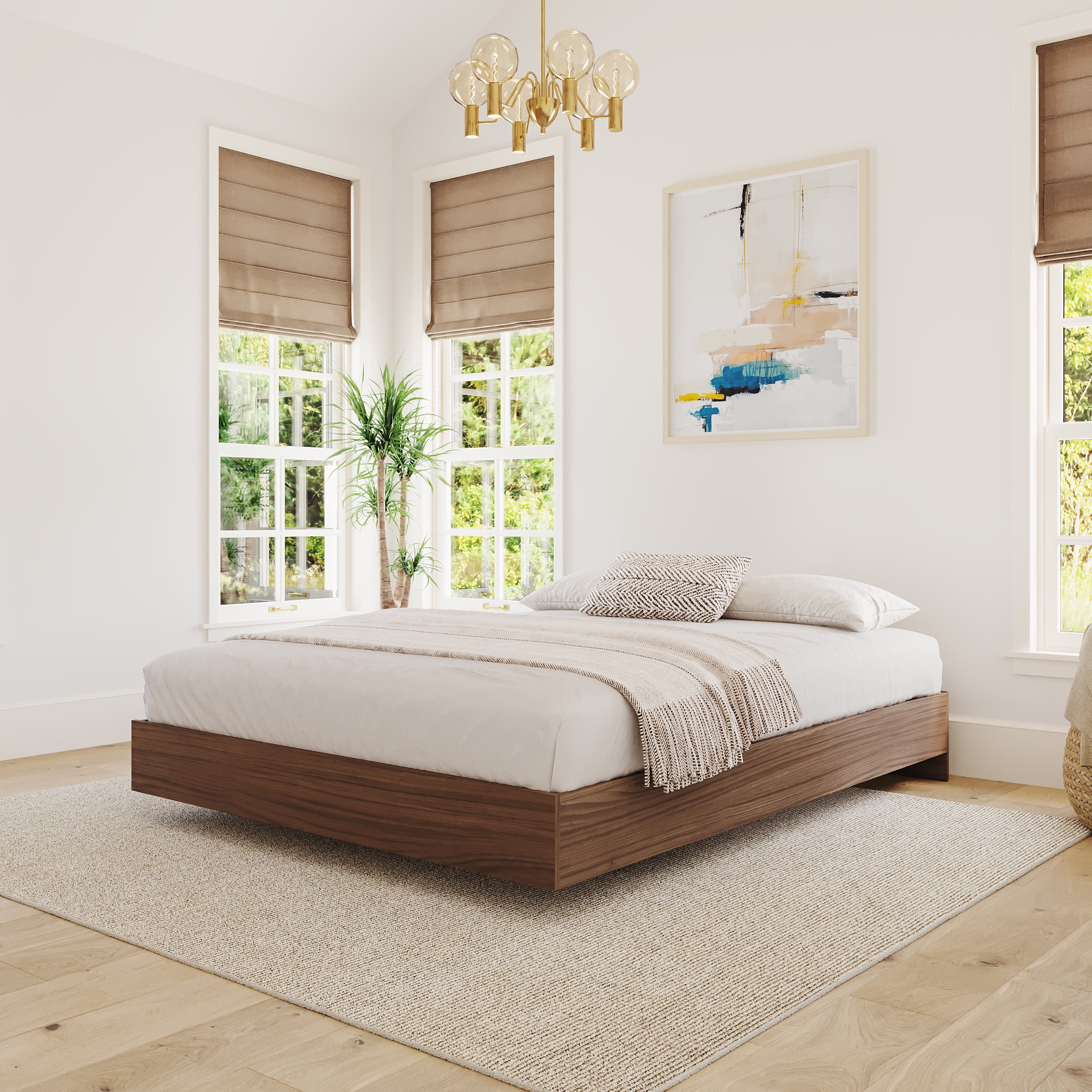 Nexera Queen Size Platform Wood Bed Frame, Walnut - Walmart.com