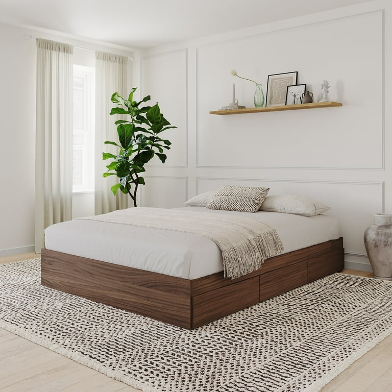 Walnut bed with storage store