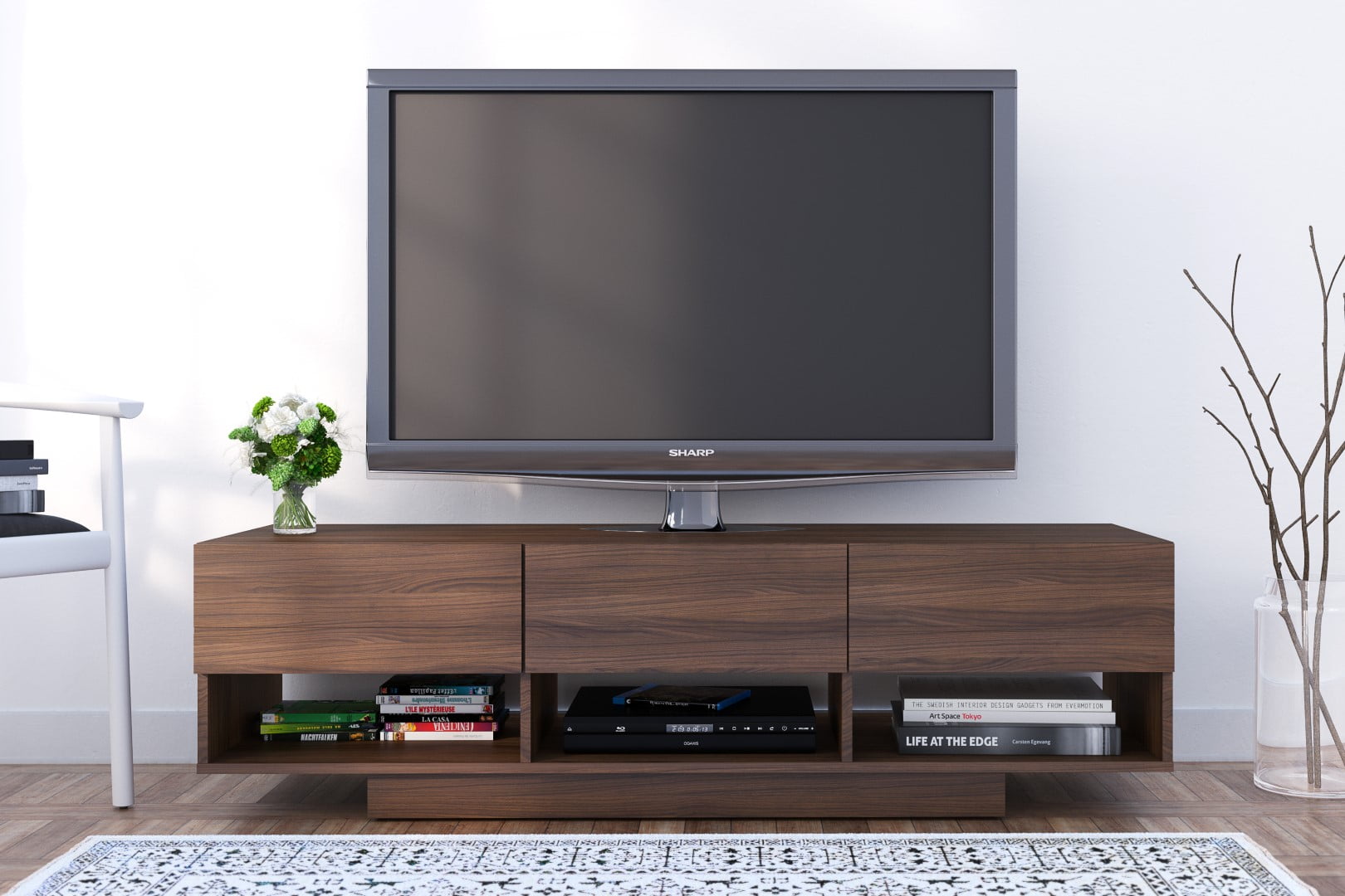 Nexera Rustik Modern TV Stand for TVs up to 66 in., Walnut - Walmart.com