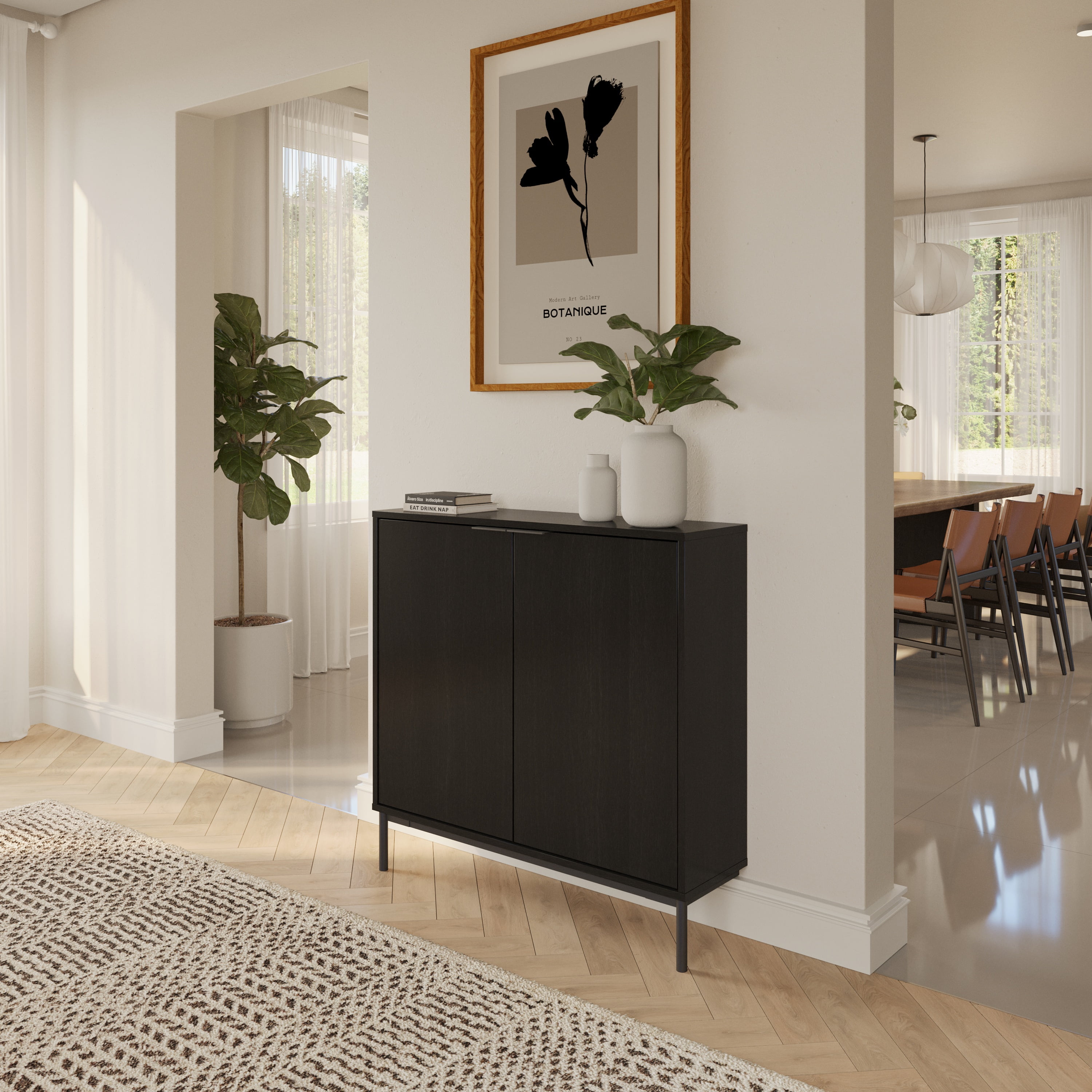 Nexera Slim 2-Door Storage Console, Black - Walmart.com