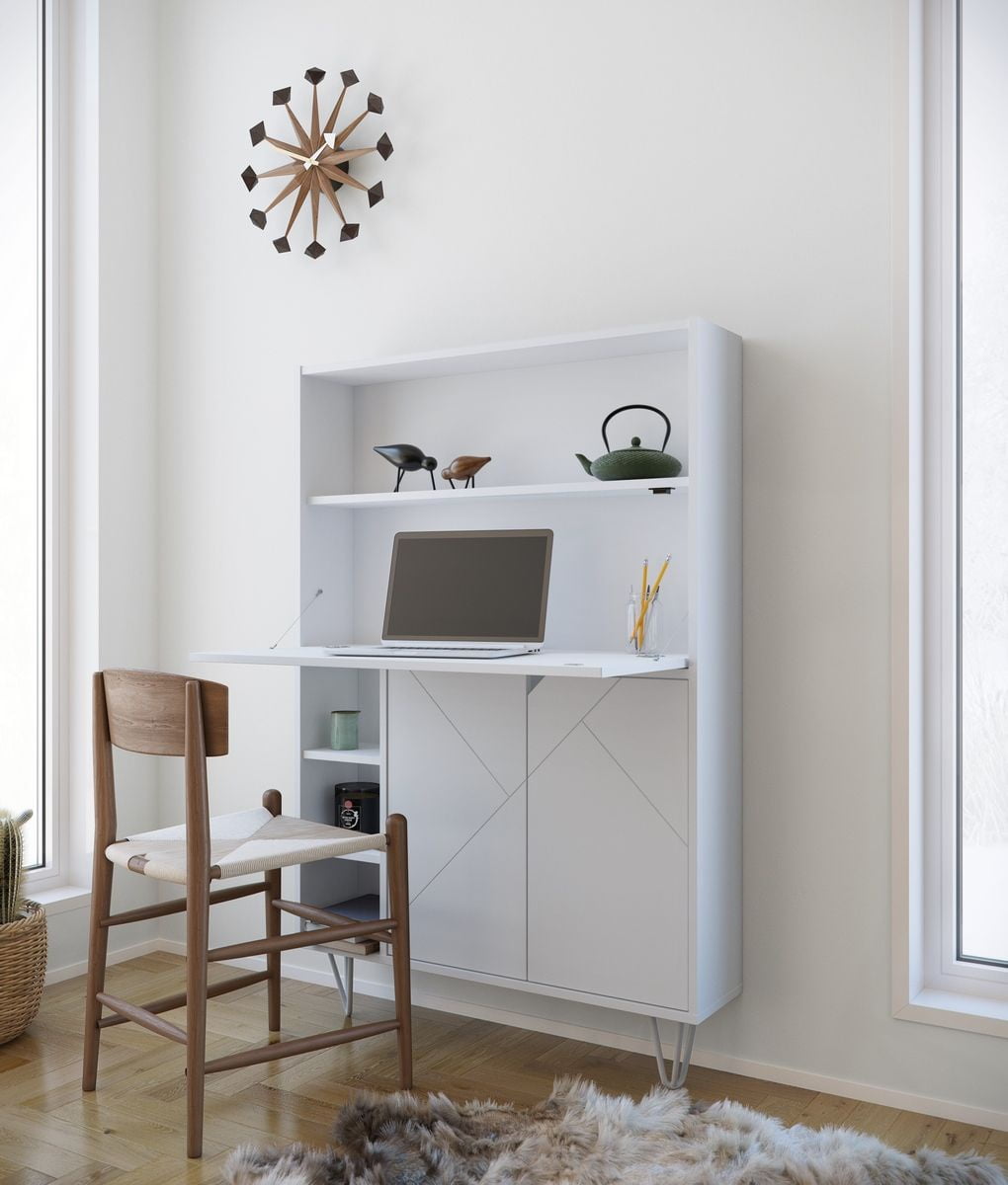 Nexera Slim Secretary Bookcase Desk with Storage, White - Walmart.com