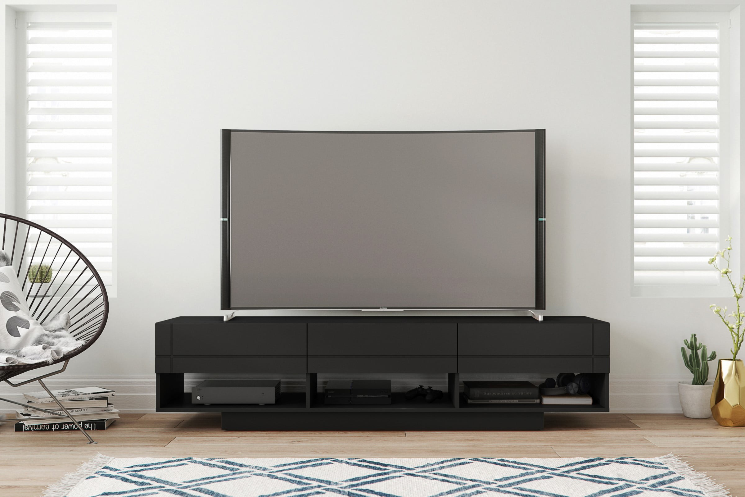Nexera Stereo TV Stand for TVs up to 80 in., Black - Walmart.com
