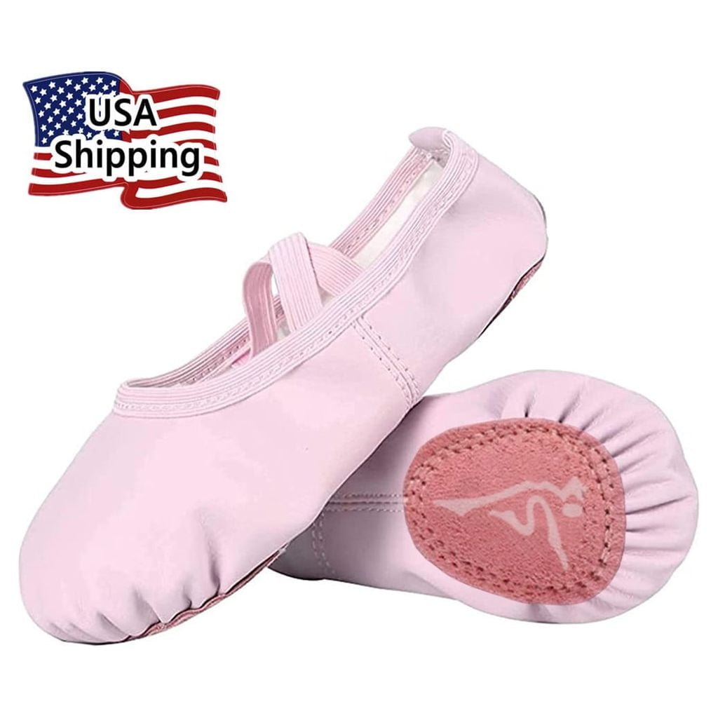 Nexete Leather Ballet Shoes Split-Sole Slipper Flats Ballet Dance Pull ...