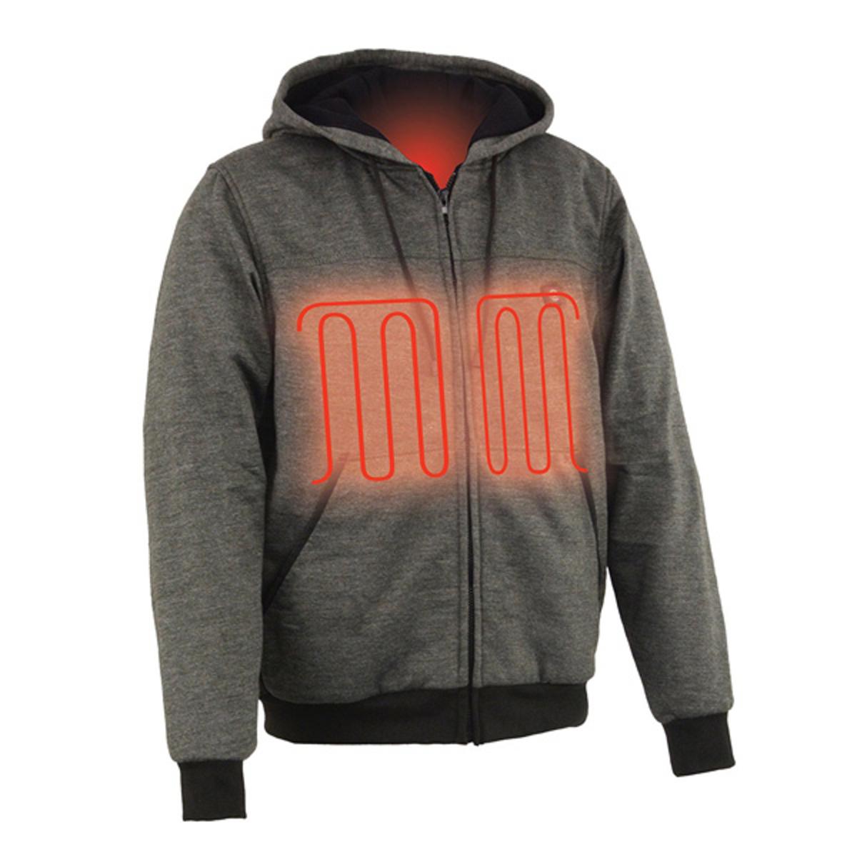 Nexgen Heat Men's Rechargeable Warming Heated Hoodie - Grey Zipper ...