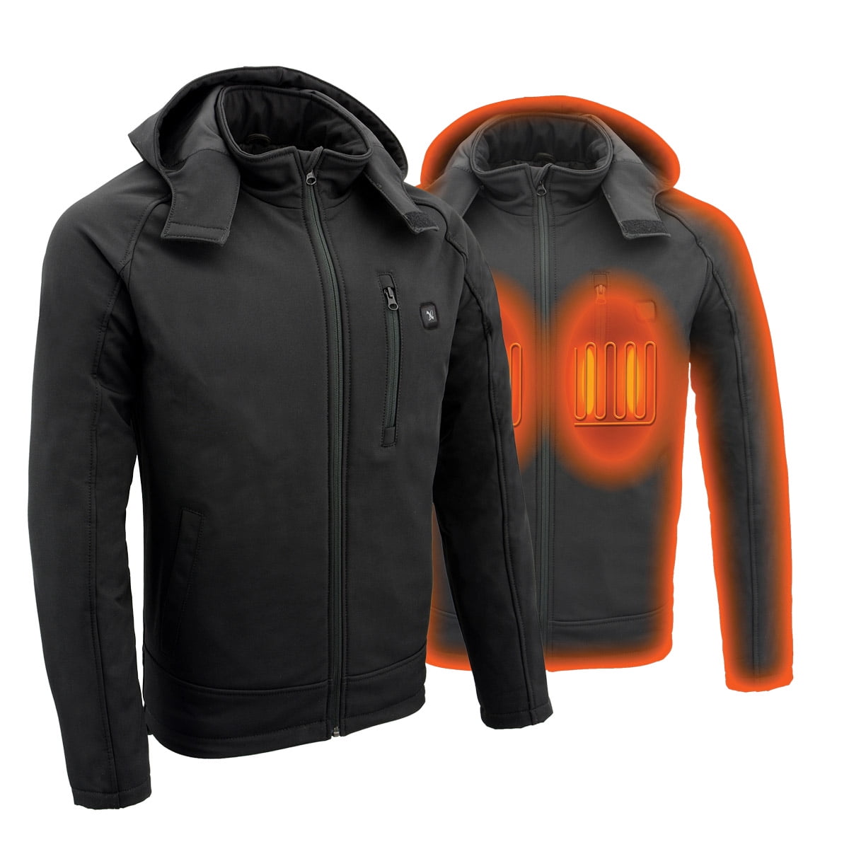 Nexgen Heat MPM1767SET Men's Black 'Heated' Soft Shell Hooded Zipper ...