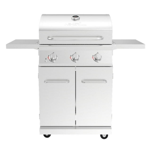 Nexgrill 3-Burner Stainless Steel Propane Gas Grill with Side Tables ...