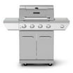 Kenmore 4-Burner Outdoor Propane Gas Grill with Side Burner, Open Cart, Stainless Steel ...
