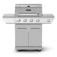Kenmore 4-Burner Outdoor Propane Gas Grill with Side Burner, Open Cart, Stainless Steel ...