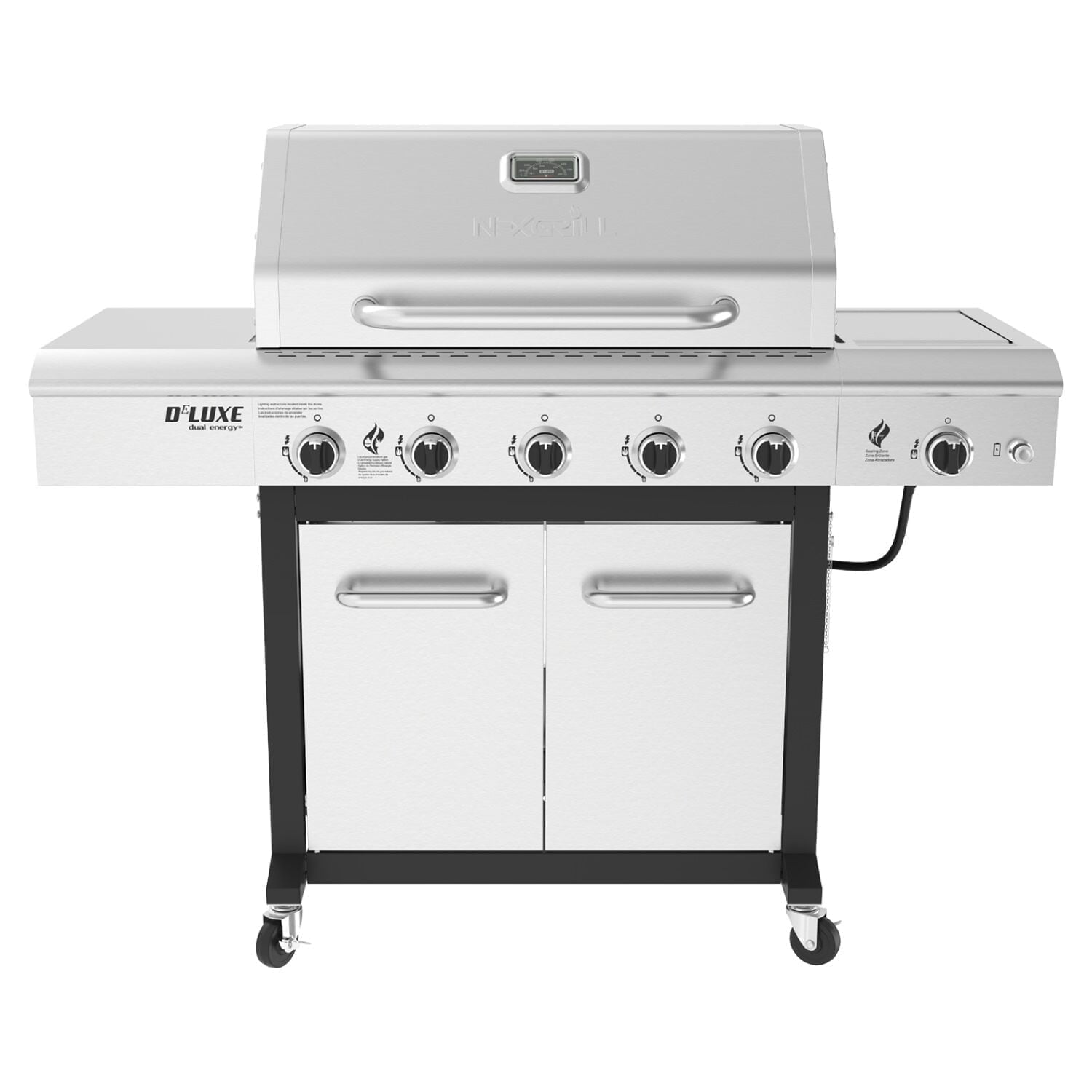 Nexgrill Deluxe 5-Burner Propane Grill with Side Table, Ceramic Burner ...
