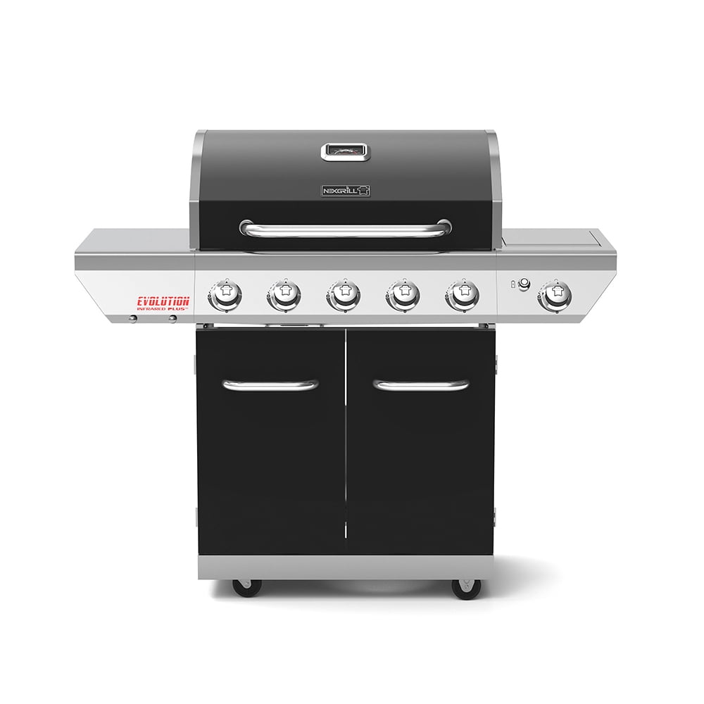 Nexgrill Evolution BBQ 5-Burner Stainless Steel Propane Gas Grill, Side ...