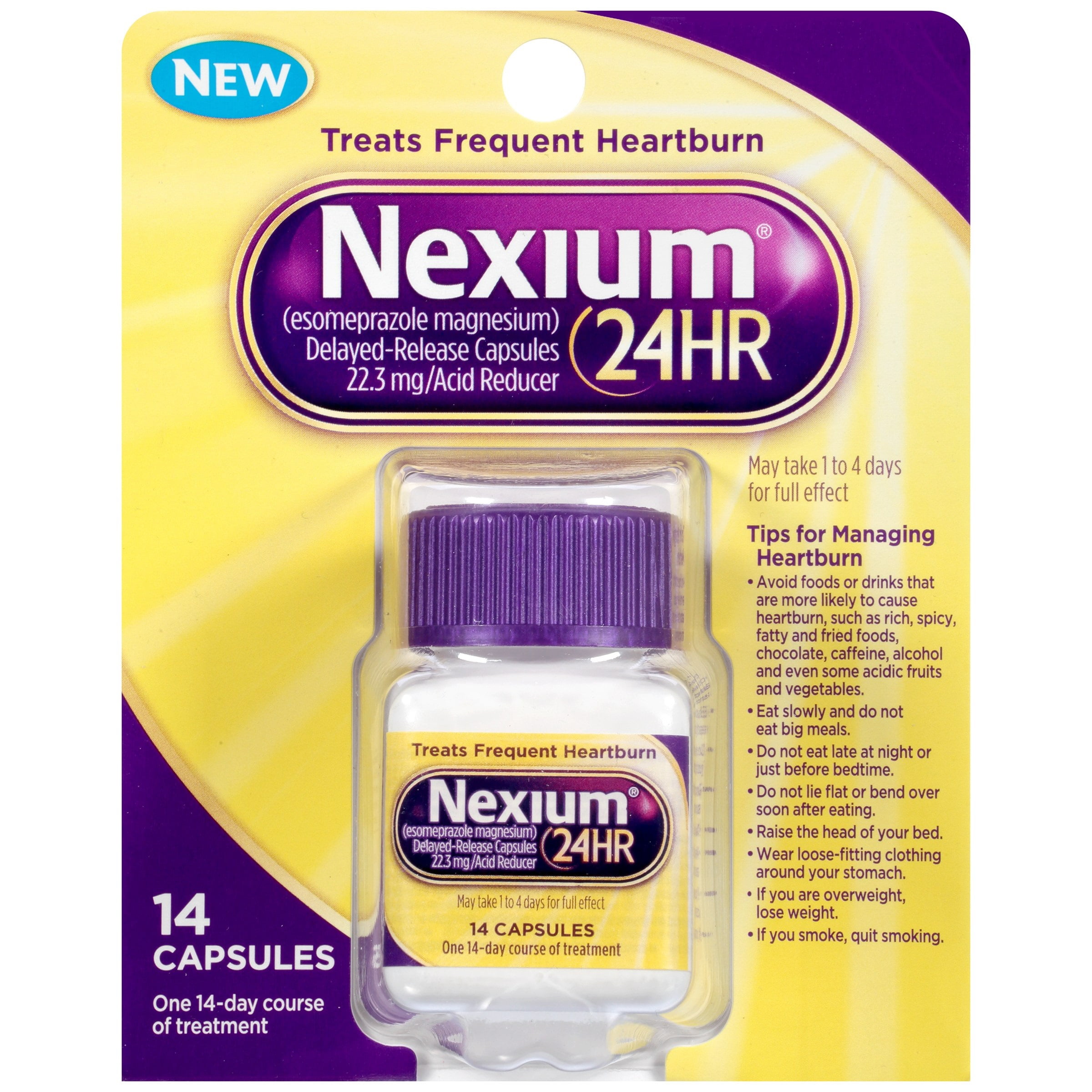 Nexium 24HR Capsules (14 ct) Delayed Release Heartburn Relief HSA/FSA ...