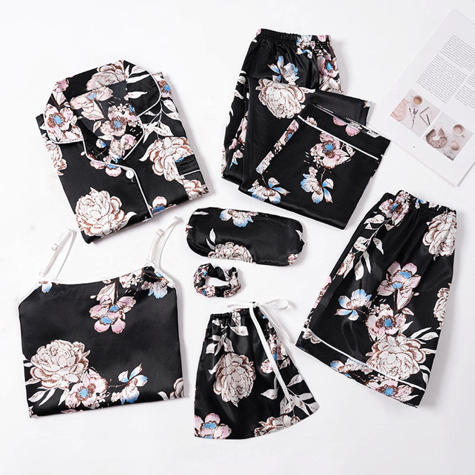 Nexjvus Cooling Pajamas for Women Homewear Silk Set 7 Piece - Walmart.com