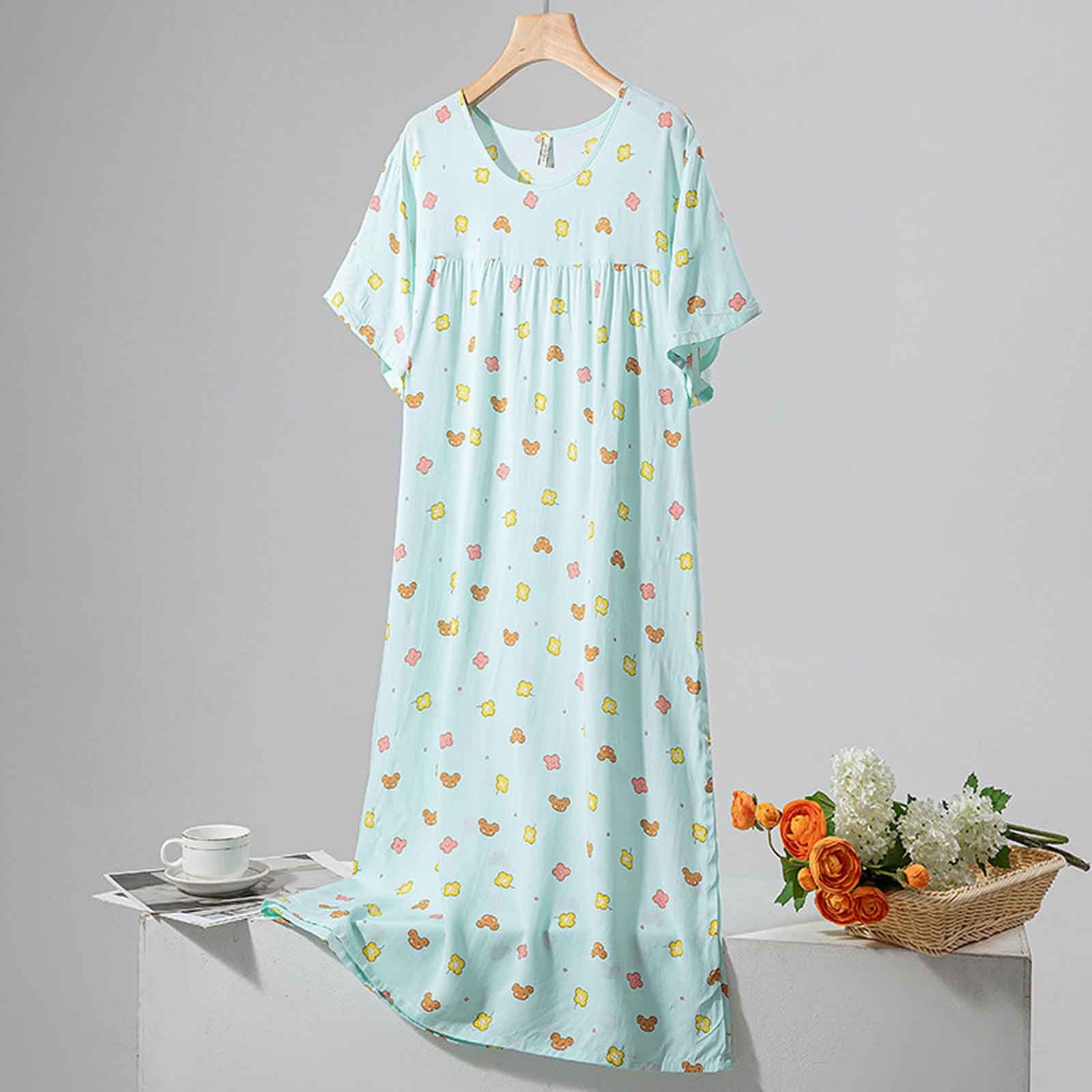 Nexjvus Cute Nightgowns for Women Short Sleeve Crew Neck Dress ...