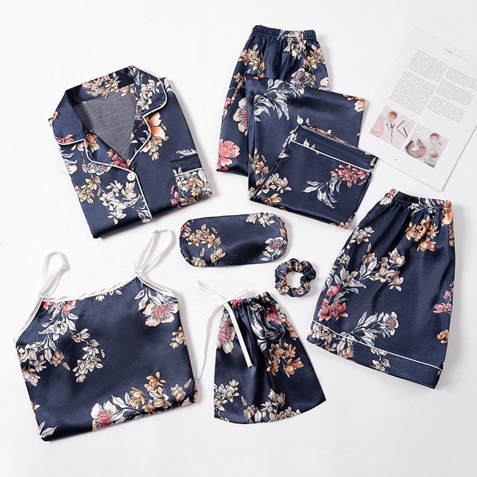Nexjvus Super Soft Pajamas for Women Homewear Silk Set 7 Piece ...