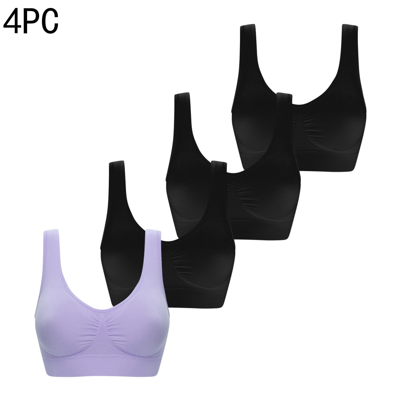 Nexjvus Womens Sports Bras High Support Full Coverage Thin Bra 4 Pack ...