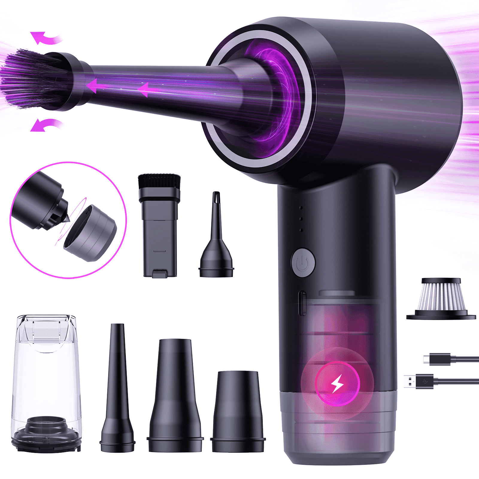 NEXPOW Portable Handheld Vacuum, 6-in-1 Mini Dust Extractor, Inflator ...