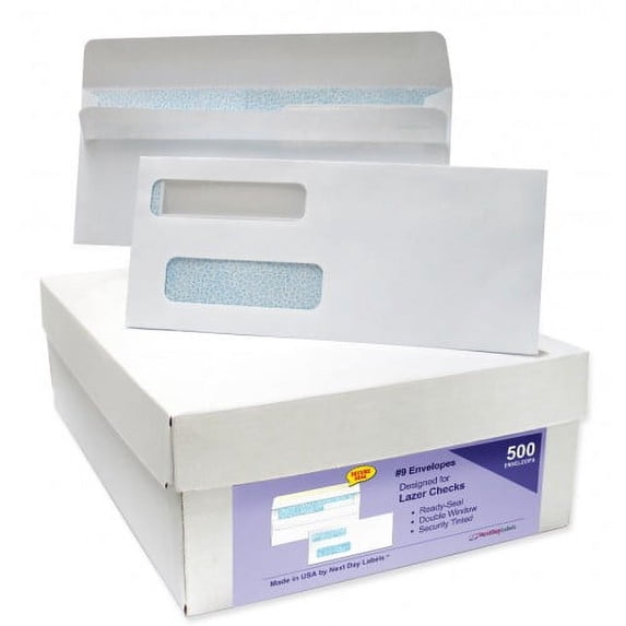 Next Day Labels Double Window Envelopes, 8-5/8" x 3-5/8", 500 ct ...