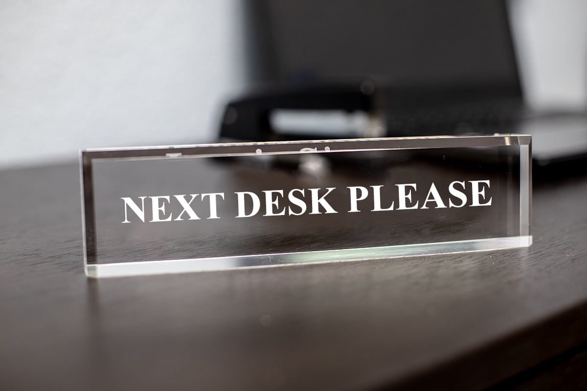 Next Desk Please 2" x 8" Clear Acrylic - Office Desk Accessories D?cor ...