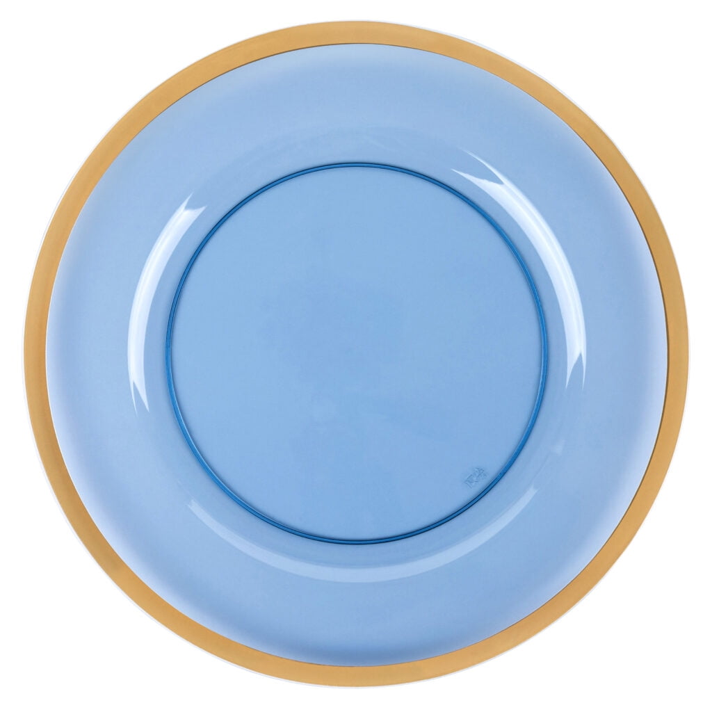 Next Level Stuff 8 Pack Charger Plates 13 Inch Clear Blue with Gold Rim ...
