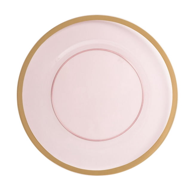 Next Level Stuff 8 Pack Charger Plates 13 Inch Clear Pink with Gold Rim ...
