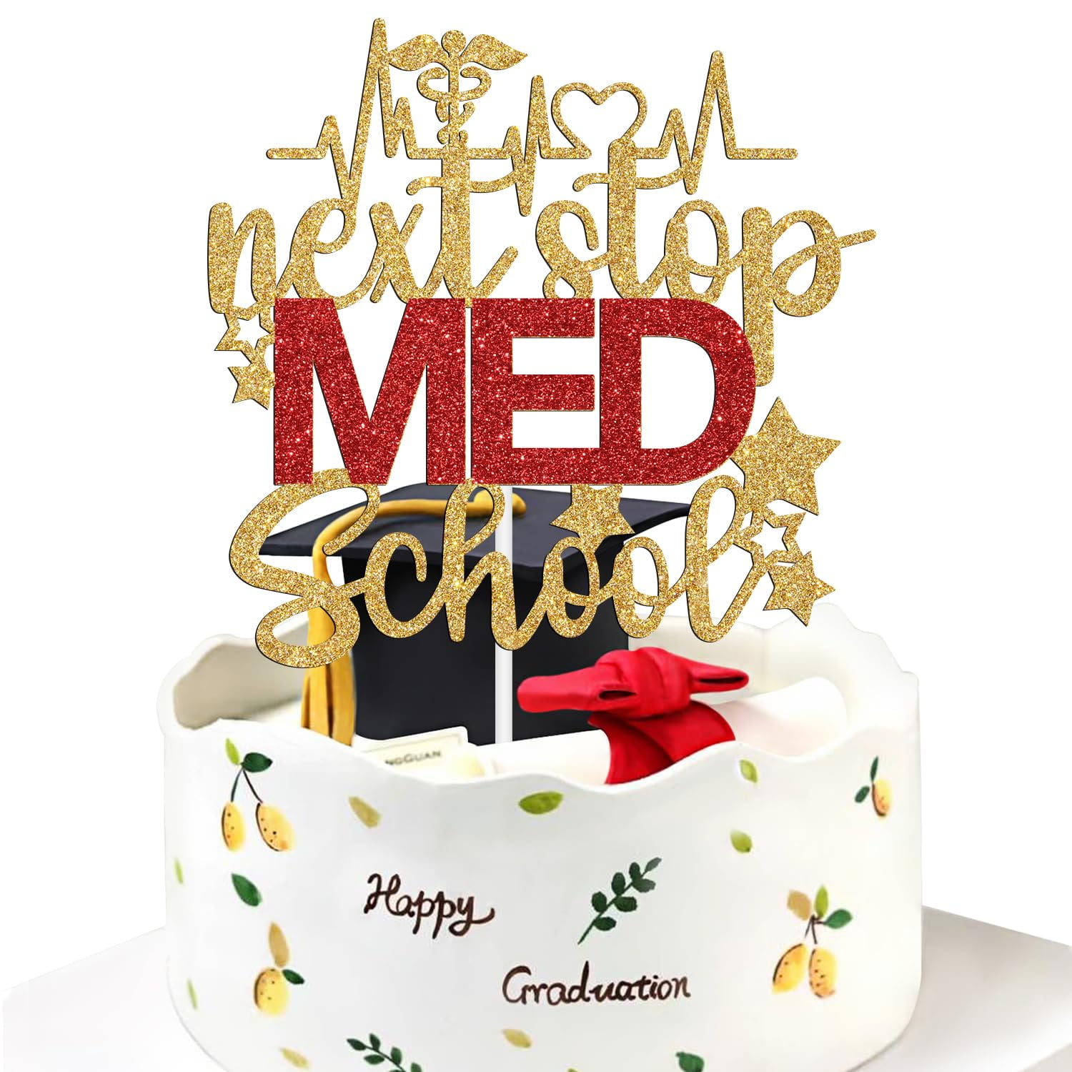Next Stop MED School Cake Topper, AIS1 Congrats Grad/So Proud of You ...