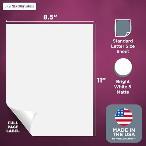 NextDayLabels - Full Page Labels 8.5 x 11 - White Shipping Labels - 8.5 ...