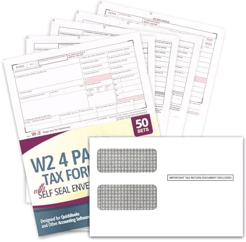 NextDayLabels - W2 Tax Forms 2025 with Envelopes, 4 Part Set for 50, 3 ...