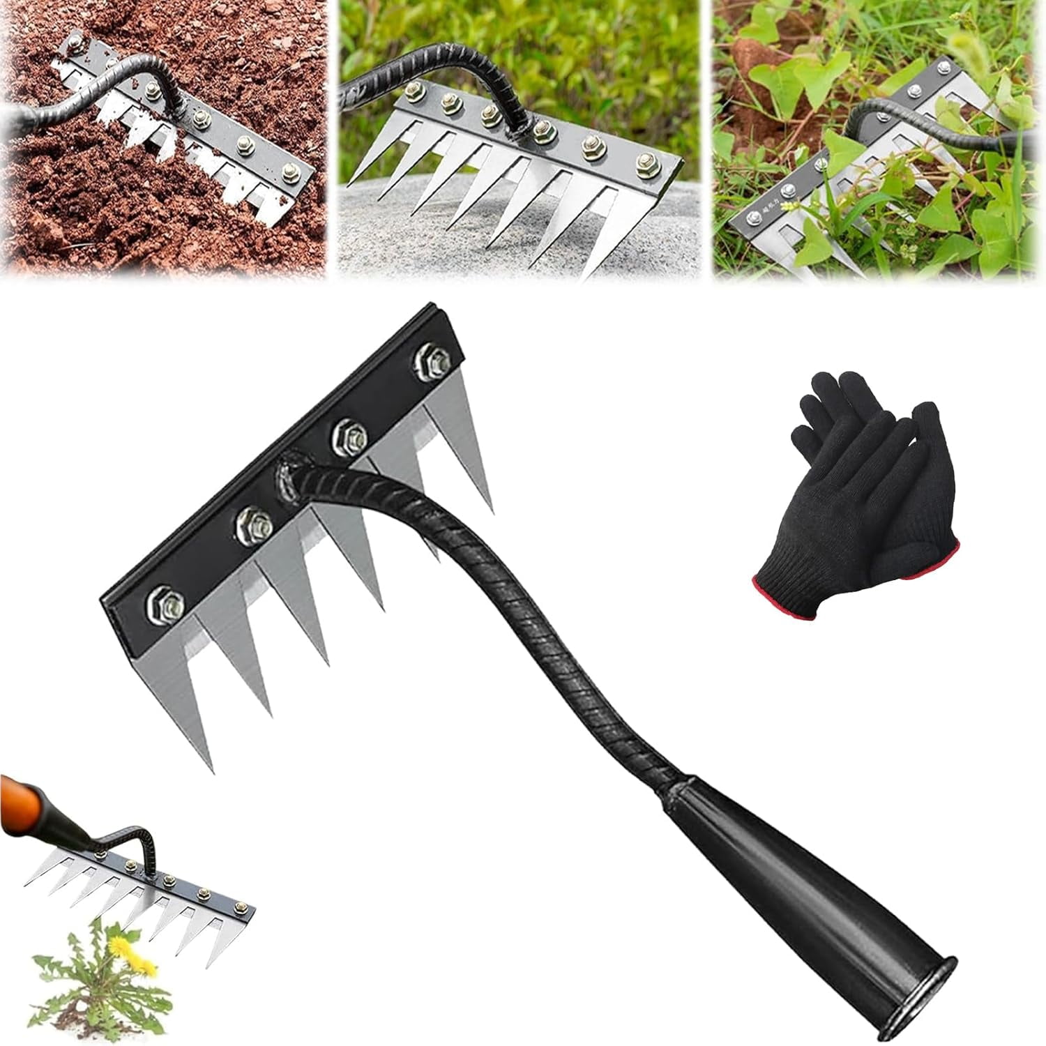 NextGen Gardening Rake, 5/6/7/8 Teeth Iron Rake for Gardening and ...