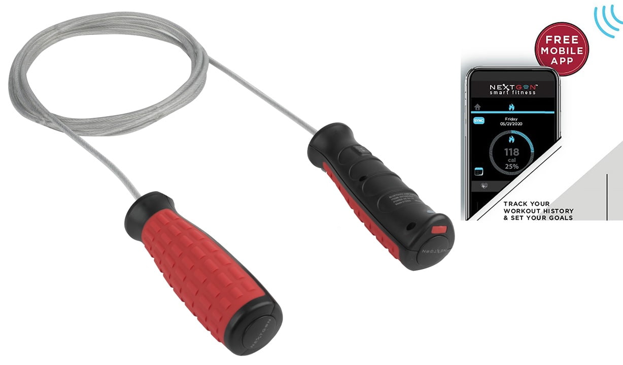 NextGen Smart Fitness Bluetooth Jump Rope, Textured Grip, Pairs with ...