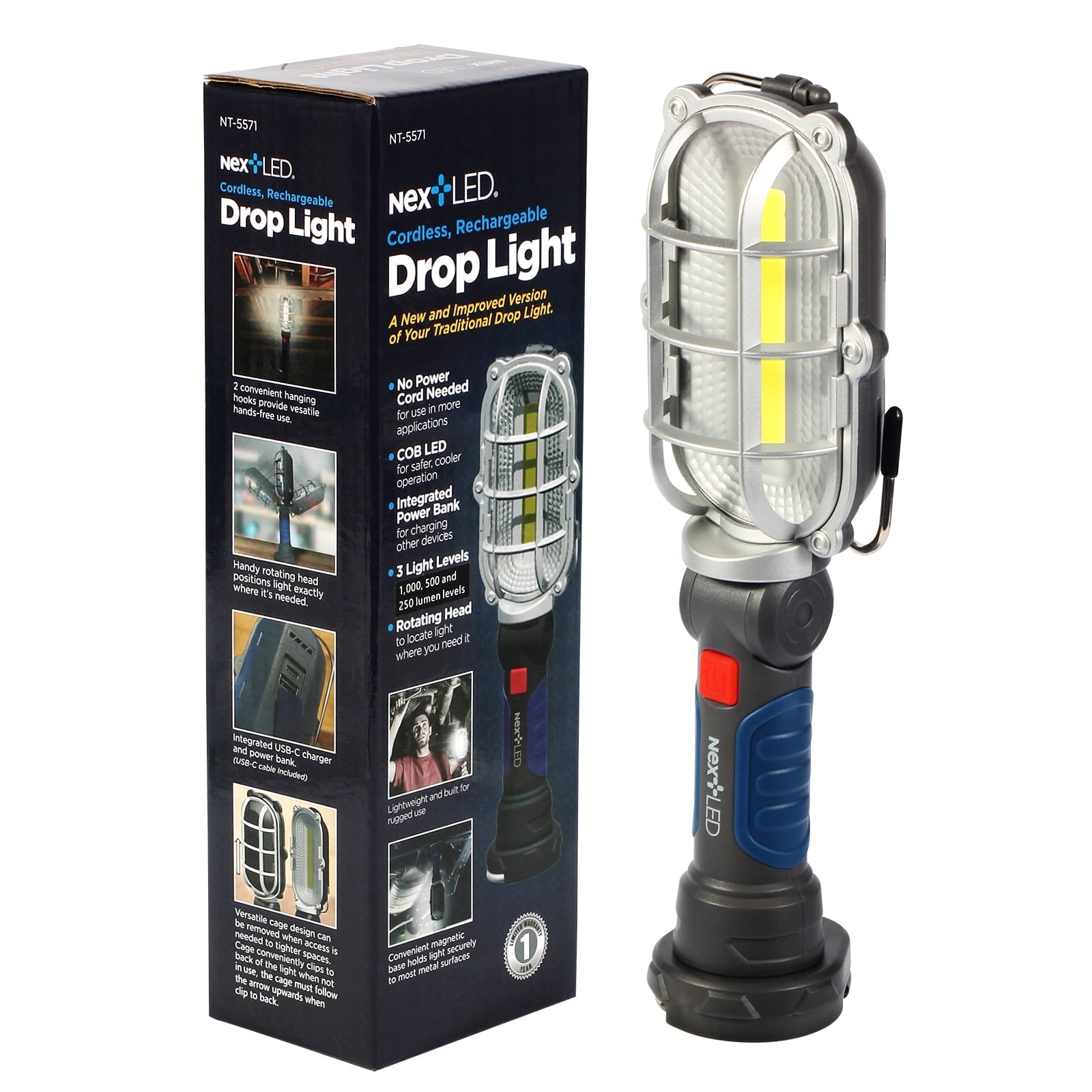 NextLED NT-5571 Rechargeable Magnetic LED Drop Light, 1000 Lumen LED ...