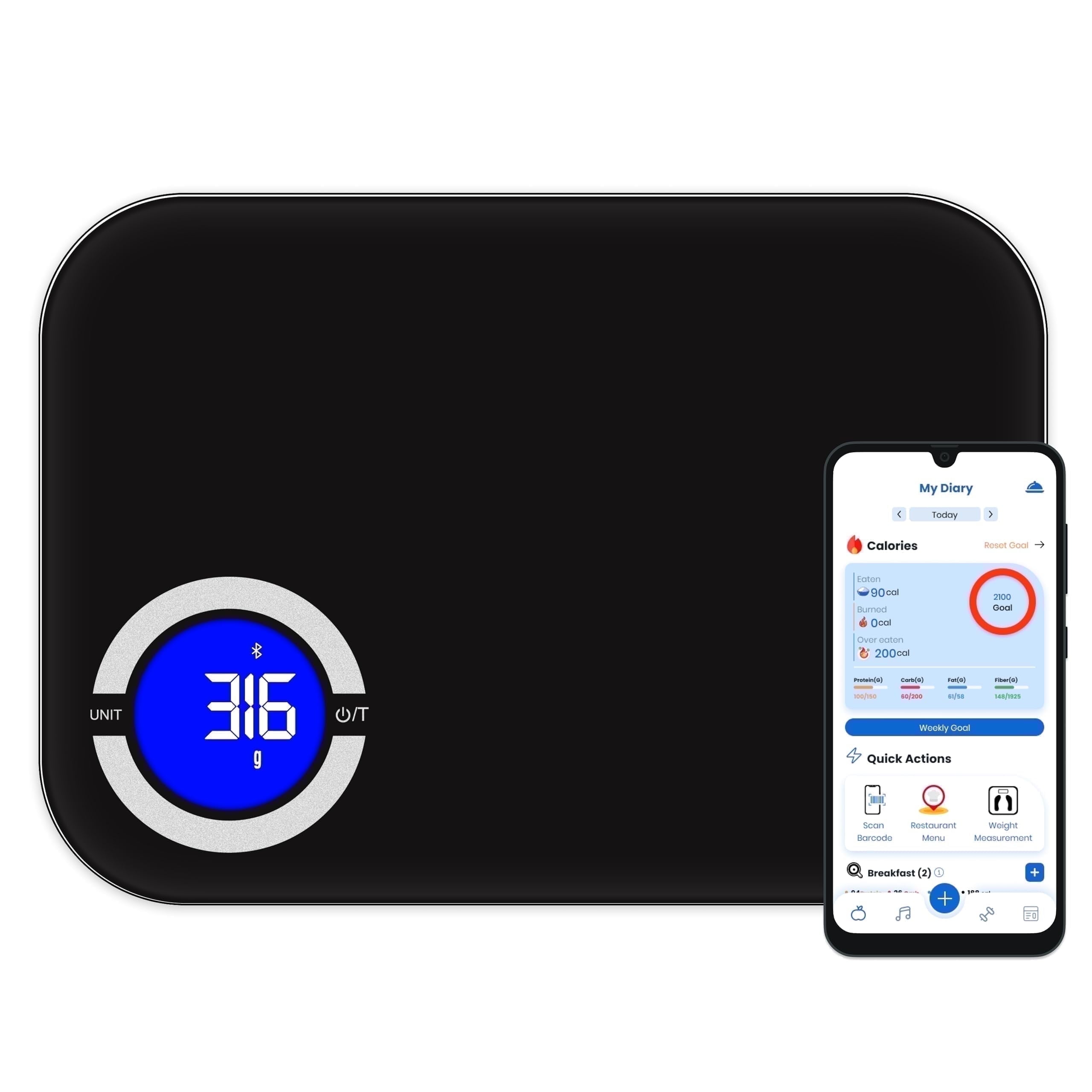 NextLevel Fit Food Scale with App – High Precision Digital Kitchen Scale for Easy Calorie ...