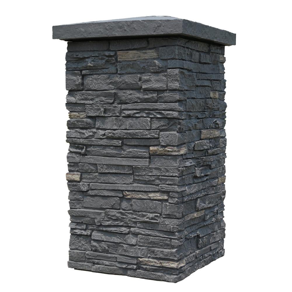 NextStone Faux Polyurethane Stone Column Wrap - Midnight Ash - Walmart.com