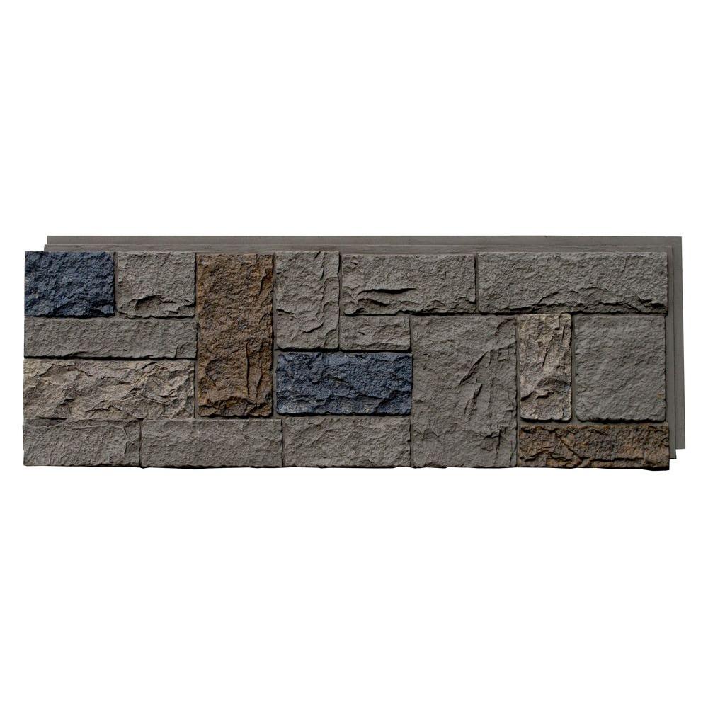 NextStone Polyurethane Faux Stone Siding Panel- Castle Rock Tudor Gray ...