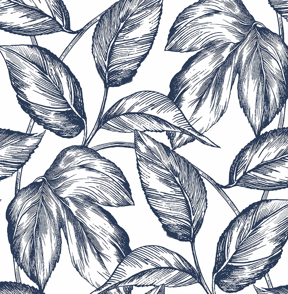 NextWall Navy Blue Sketched Leaves Peel and Stick Wallpaper - Walmart.com