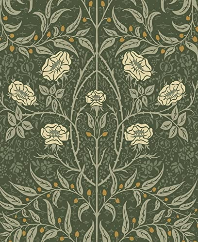 NextWall Stenciled Floral Peel and Stick Wallpaper (Evergreen ...