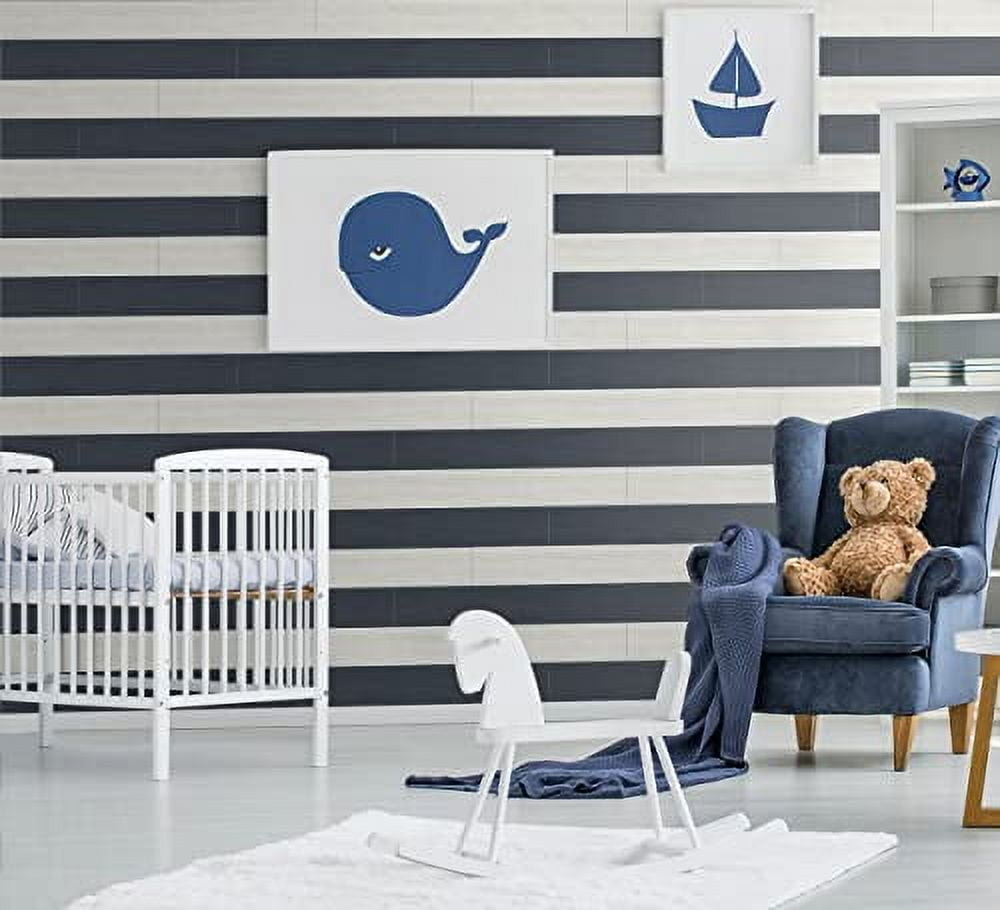 NextWall Two Toned Shiplap Peel and Stick Wallpaper (Navy Blue ...
