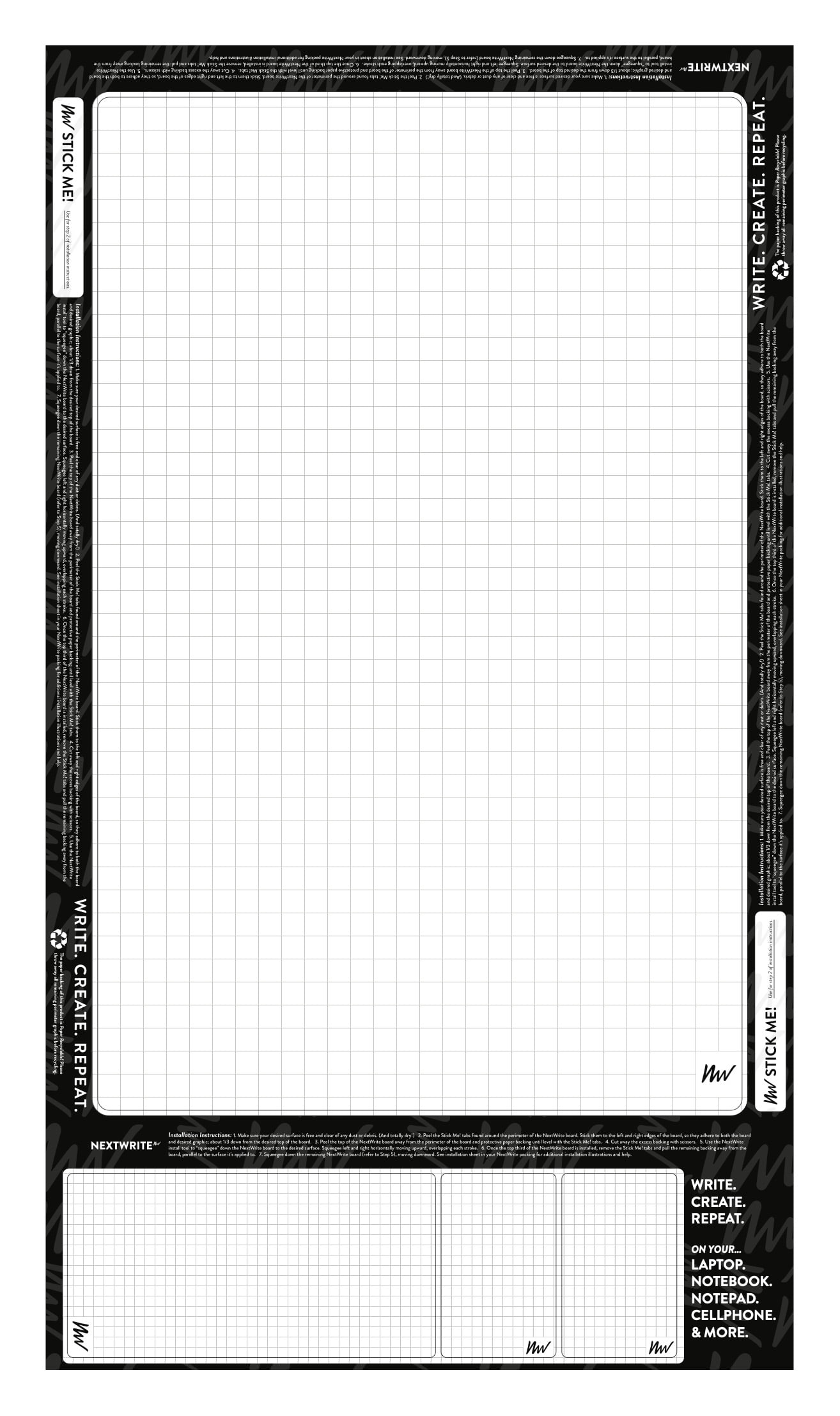 NextWrite Dry Erase Adhesive Surface - Grid Pattern - Walmart.com