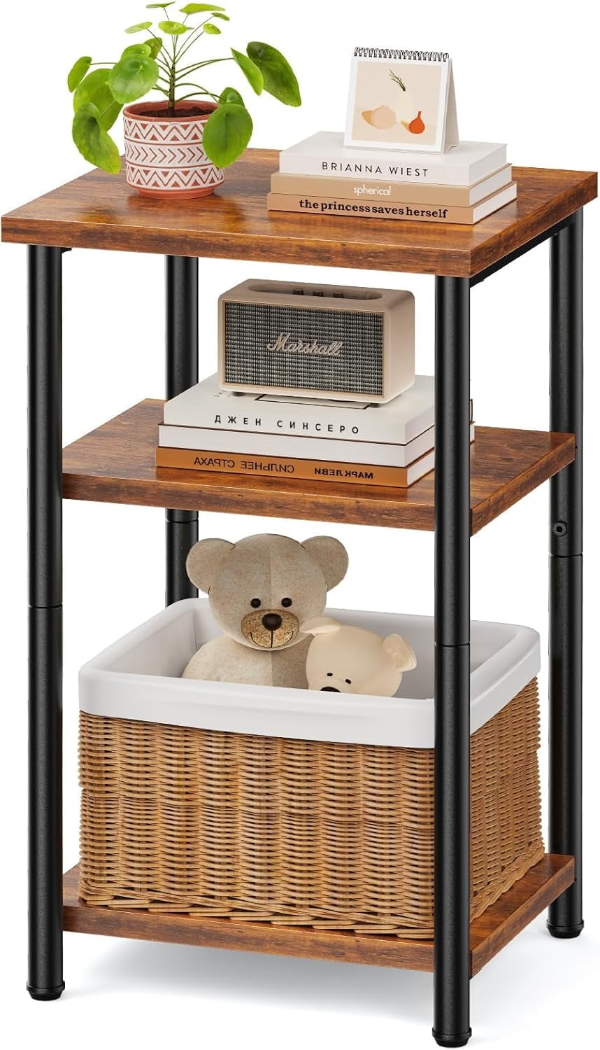 Nextay 3-Tier End Table, Side Table with Storage Shelf and Adjustable ...