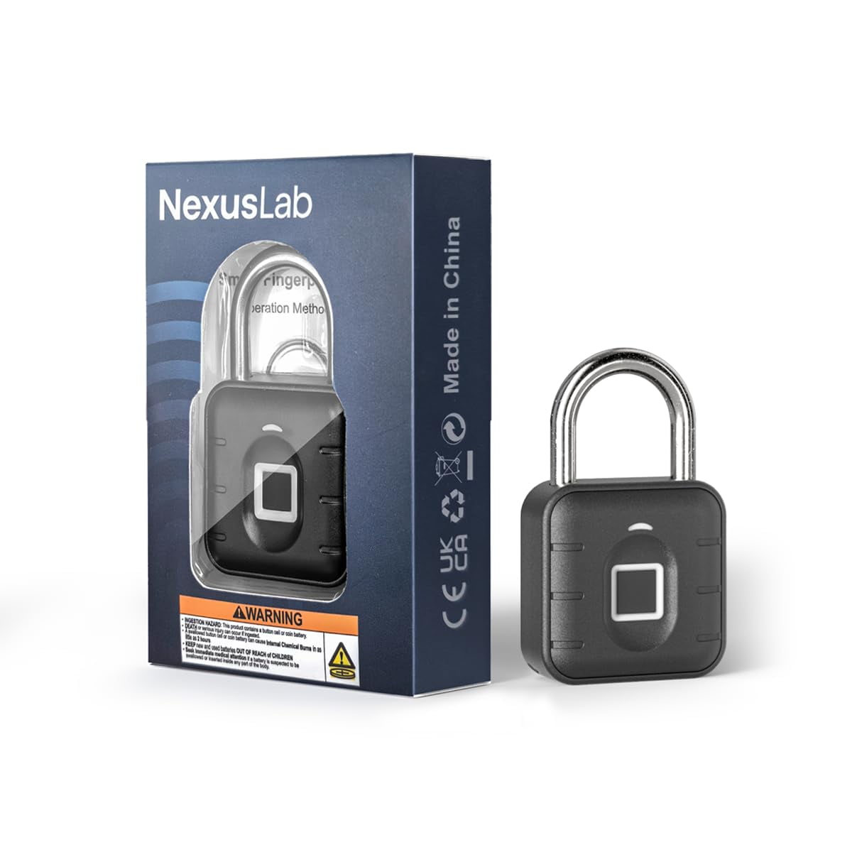 NexusLab Fingerprint Padlock, Locker Lock, Gym Lock:IP67 Waterproof, 10 ...
