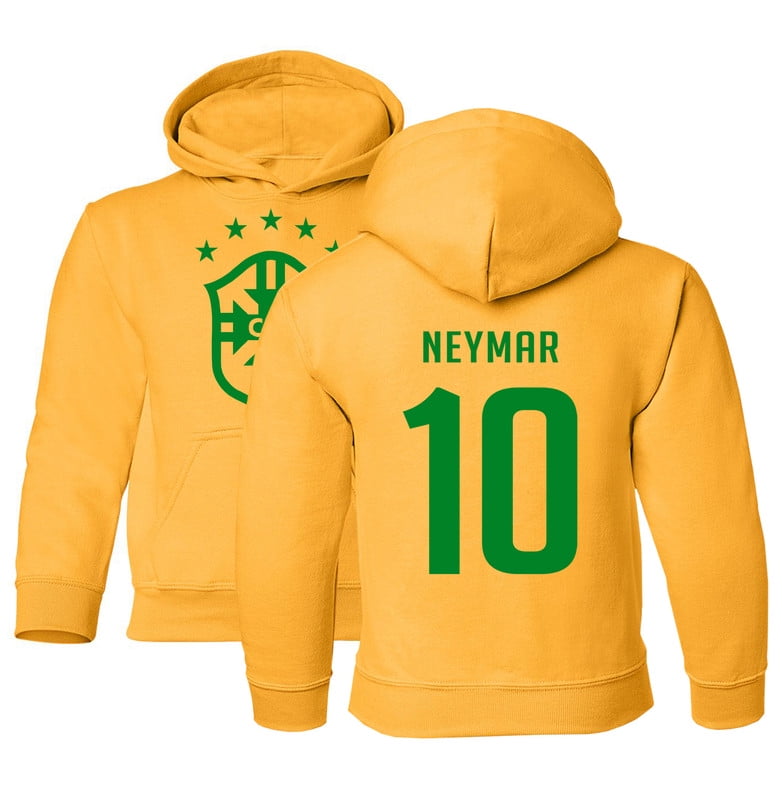 Neymar 10 Jersey Style – Brazil Soccer Cup Fan Youth Hooded Sweatshirt ...