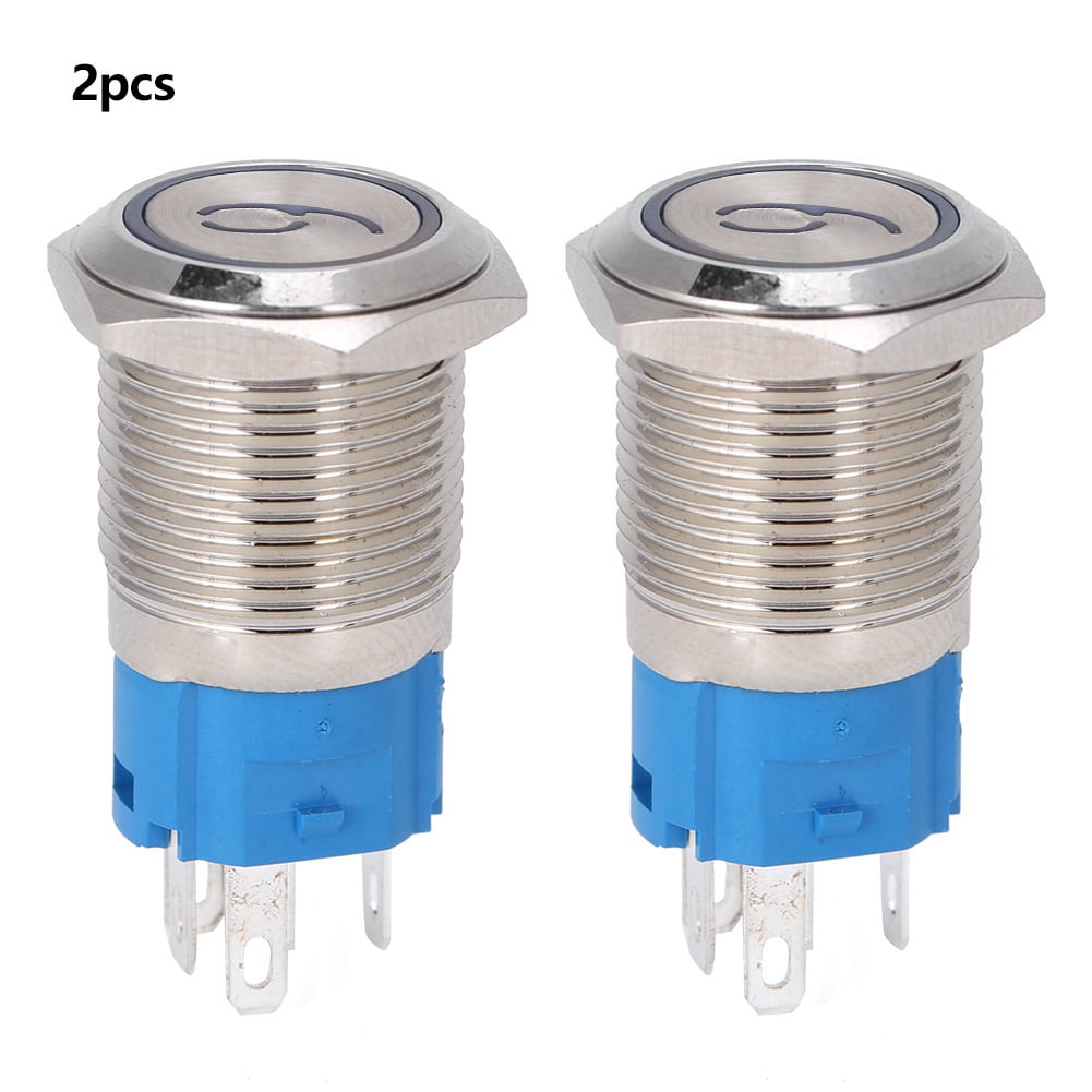 2 Pcs Push Button 16mm Flat Head Self-Resetting Button Switch with '6' '9' Light - Walmart.com