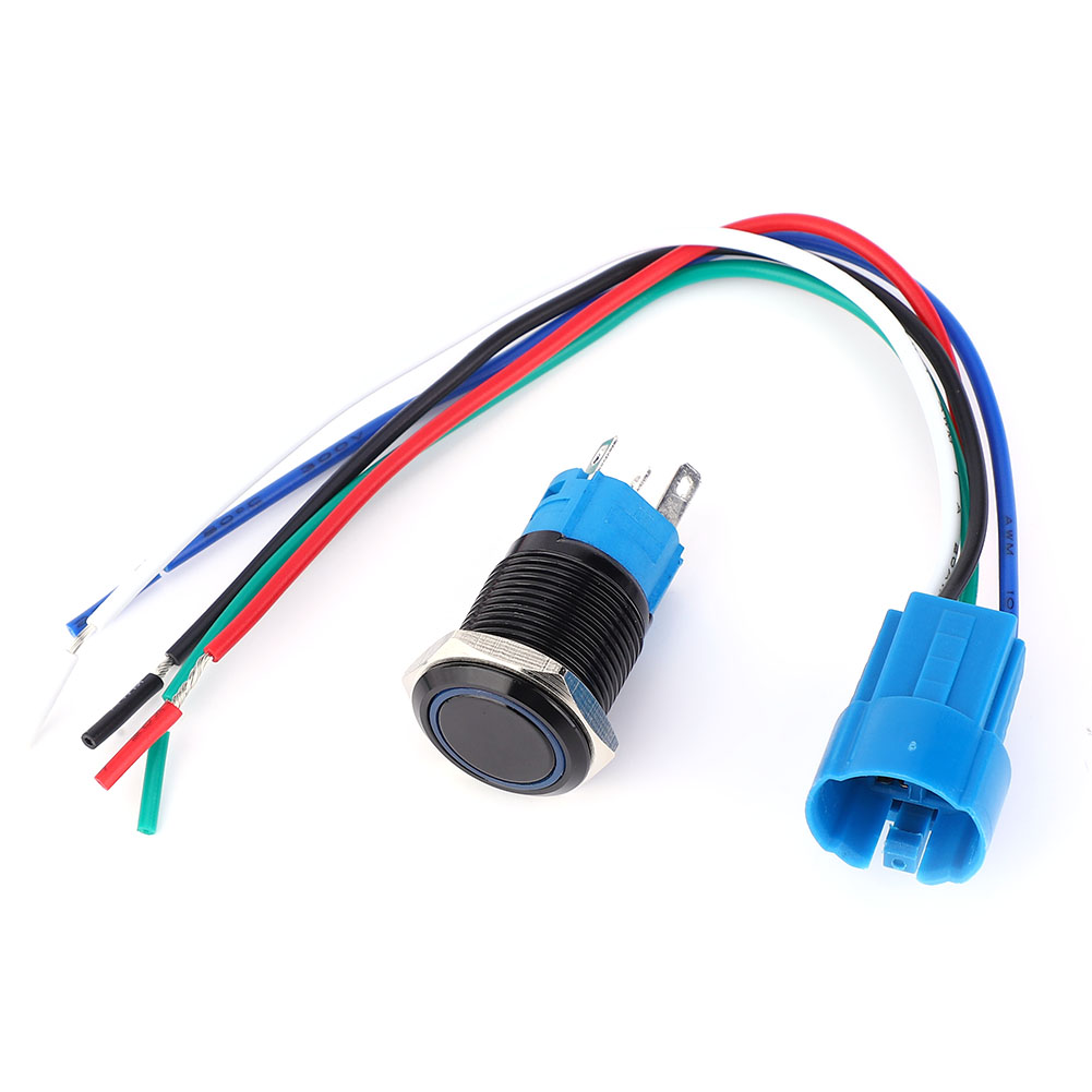 Neyseki 2 Sets 5 Pin Self Reset Metal Push Button Switch 1NO1NC 12VDC 16mm Switch With Light ...