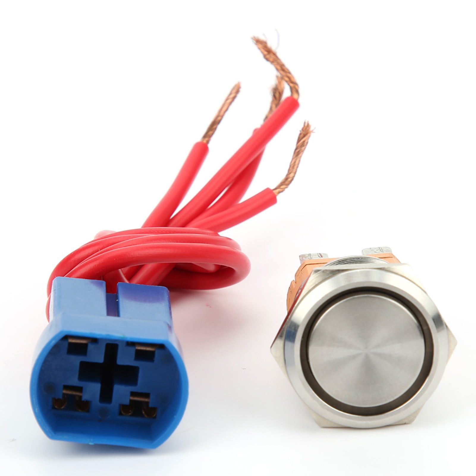 Neyseki 22mm AC250V 20A Push Button Switch Flat Head Metal Button ...