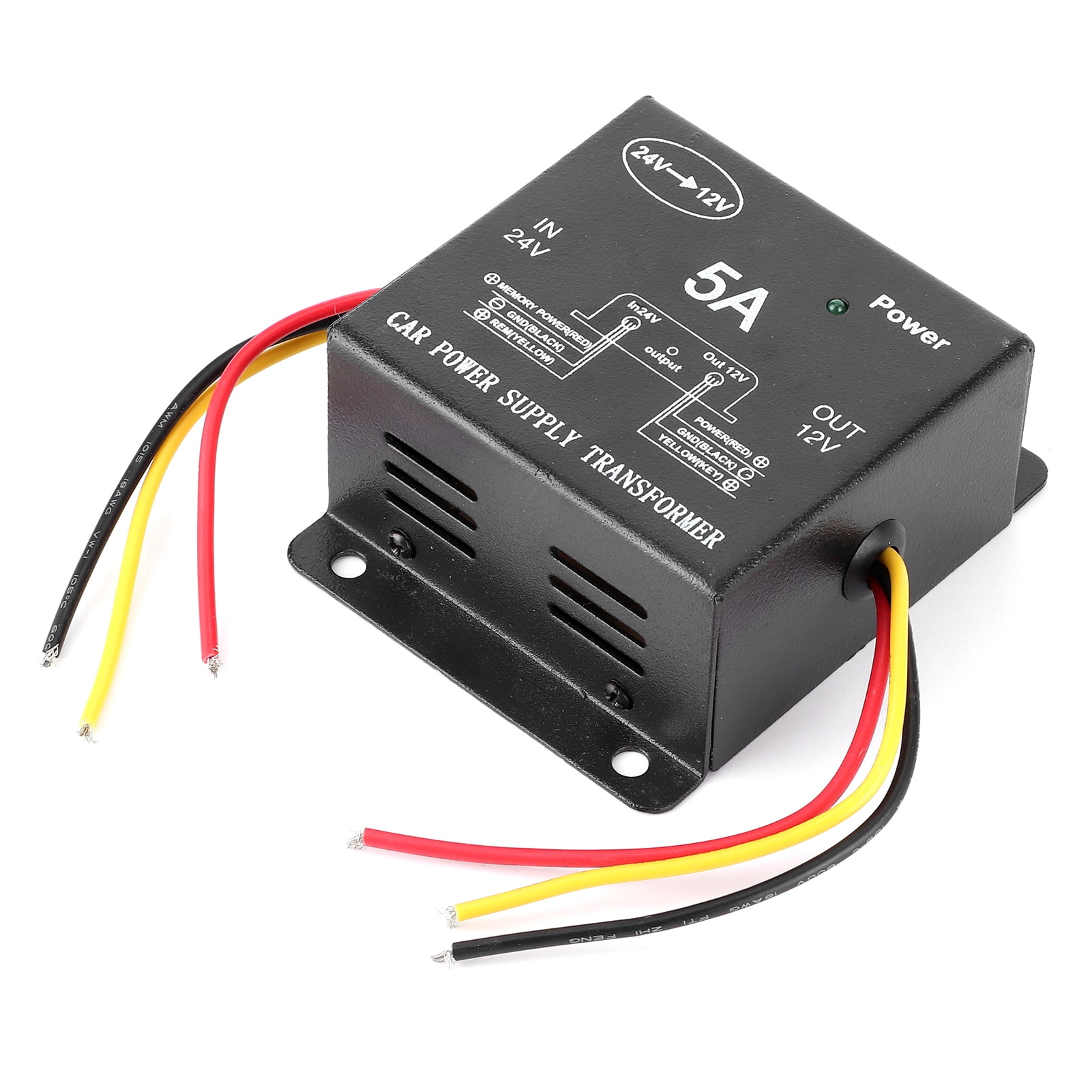 Neyseki 5A Power Converter 24V to 12V Buck Transformer for Truck RV ...