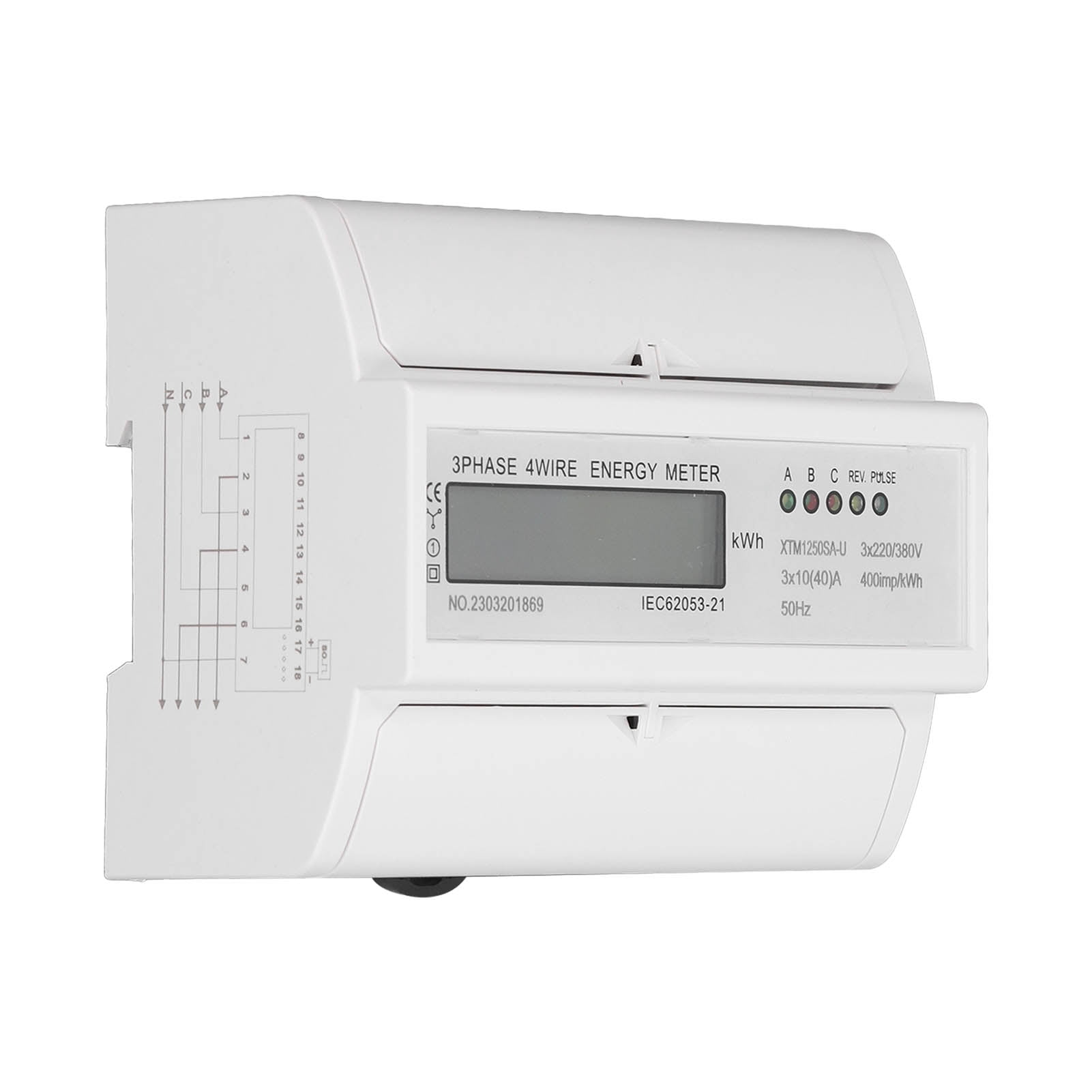 Neyseki Electric Energy Meter 3 Phase 4 Wire LCD Electricity Tester DIN ...