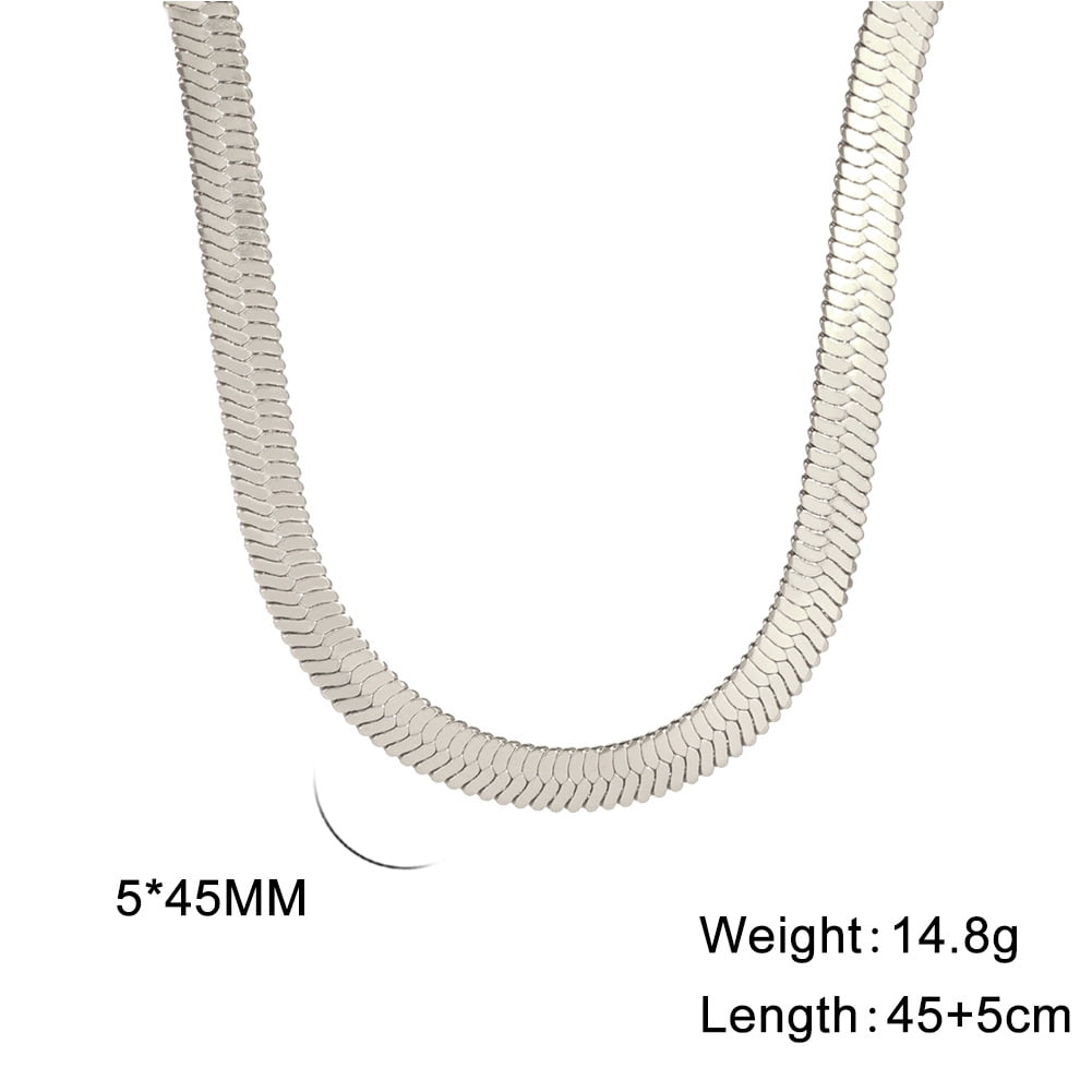 Neyseki Stainless Steel Snake Flat Chain Snake Chain Female Male Simple ...