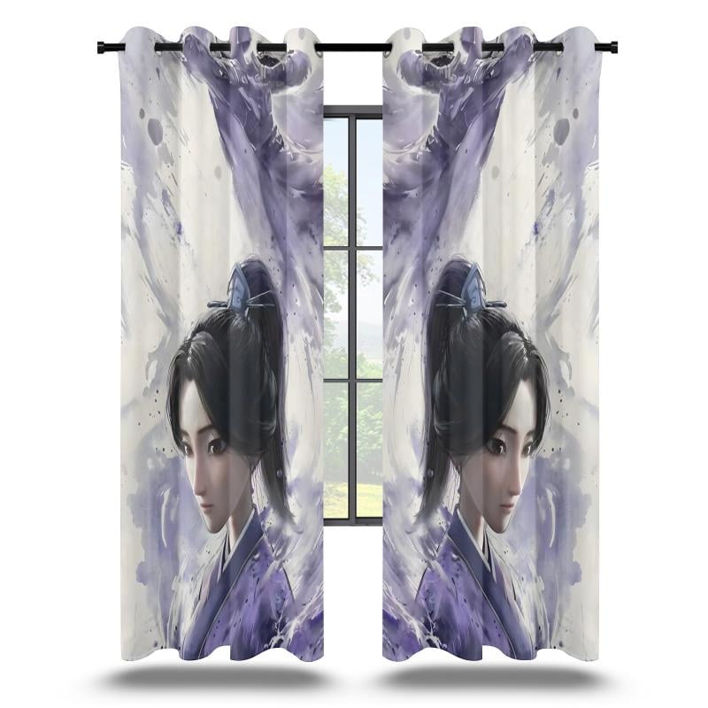 Nezha Movie Characters Curtains for Teen Boys Cartoon Window Curtains ...