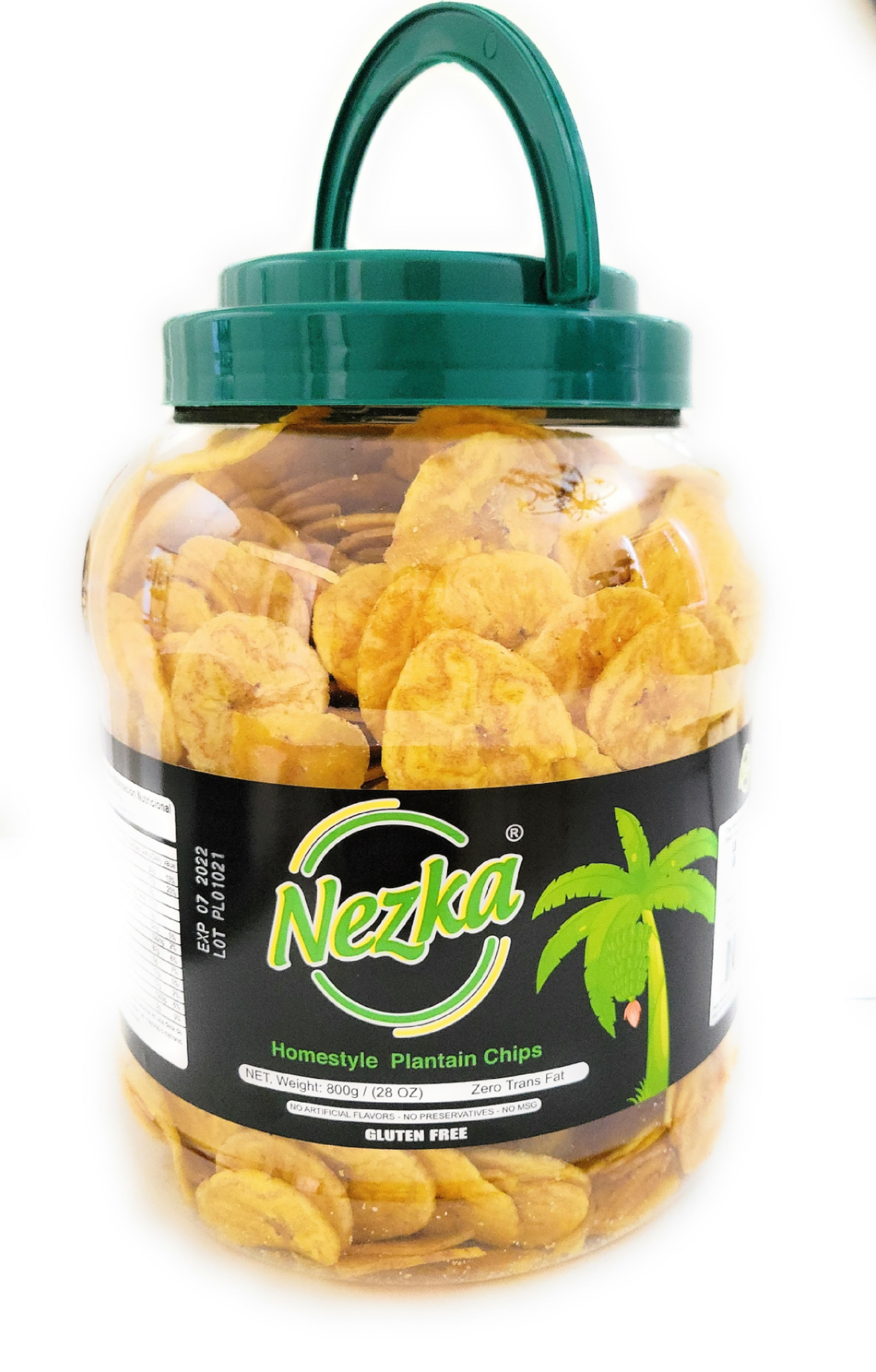 Nezka Plantain Chips - Delicious Crunchy Snacks, Vegan, Cholesterol Free, 28 oz Reusable Jar ...