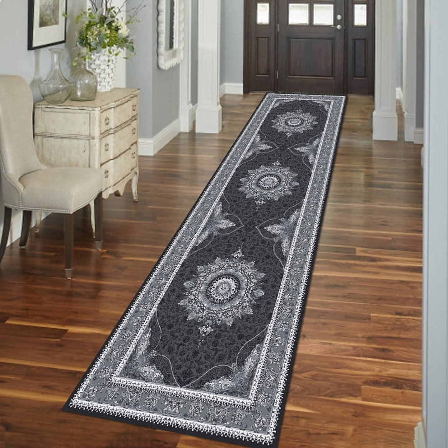 2X8ft Hallway Runner Rug, Persian Blooms Washable Non-Skid Area Rug ...